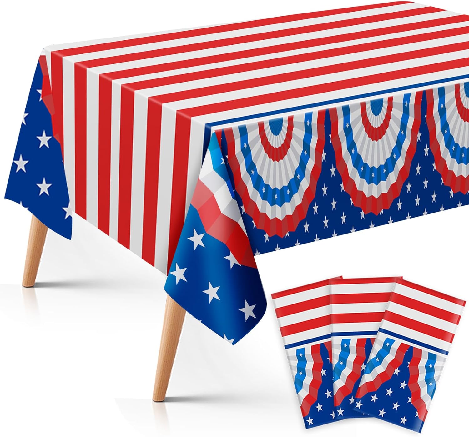 Amazon.com: SCIONE 3 Pack Patriotic Tablecloth, American Flag Rectangle ...