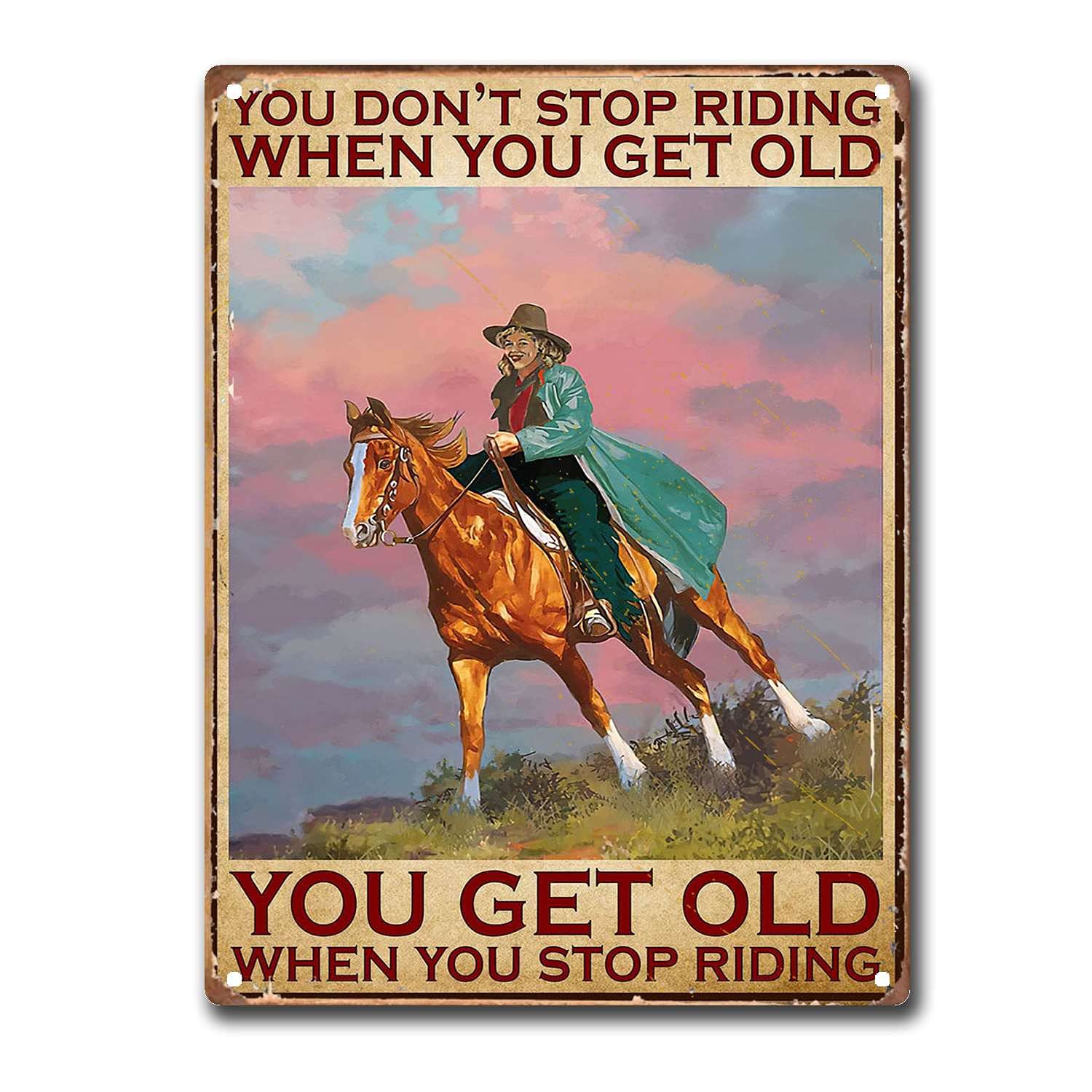 Amazon.com: DPHGQGK Cowgirl Riding Horse You Don't Stop Riding When You ...