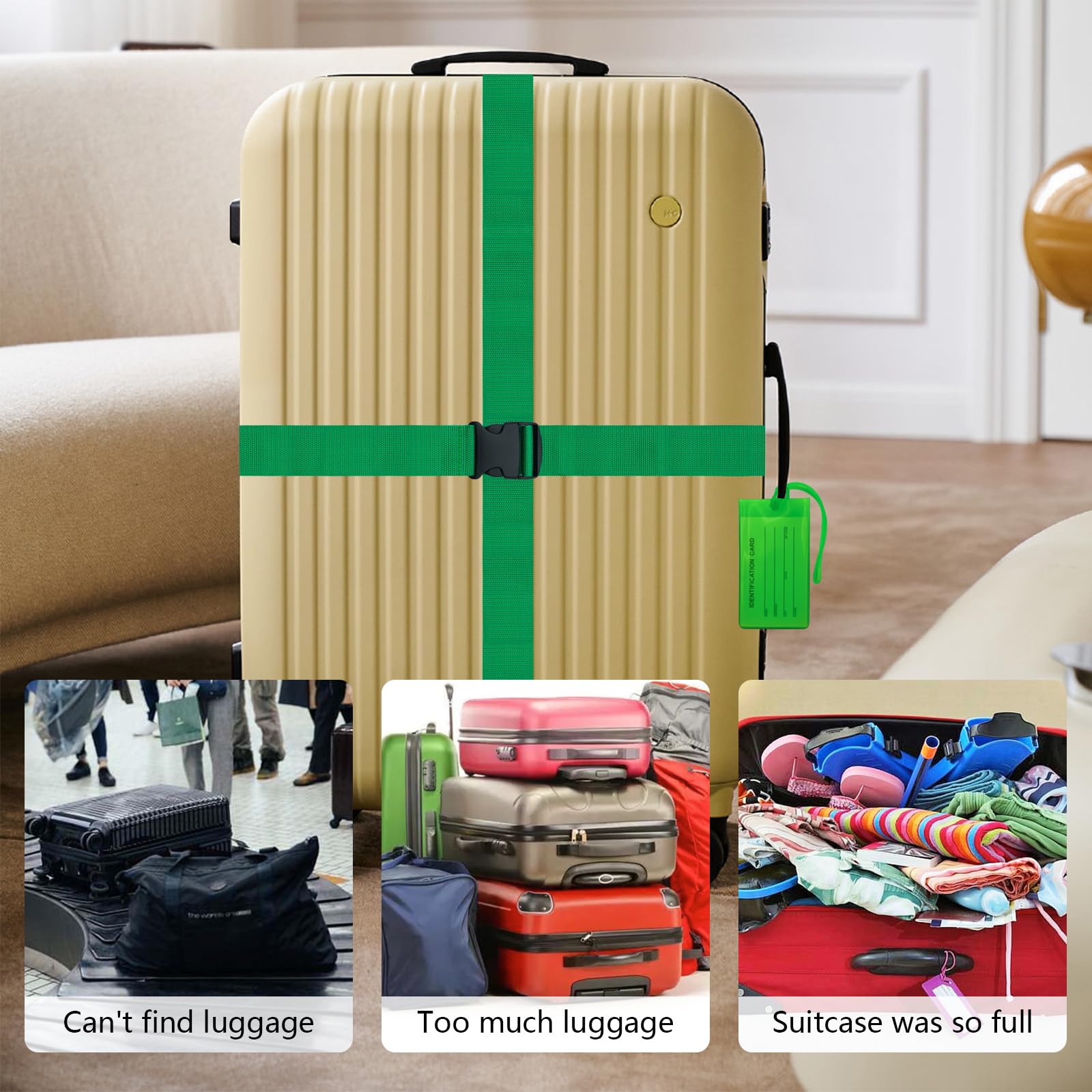 Snapklik.com : 8 Pack Luggage Straps Suitcase Tags Set,Adjustable ...