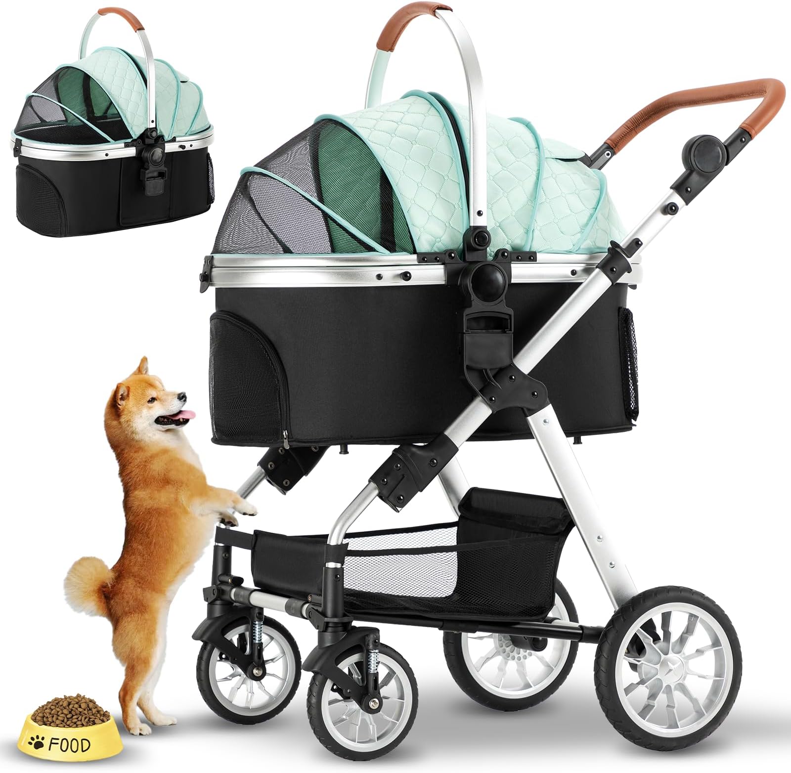 Amazon.com: Ingborsa Pet Stroller for Medium/Small Dogs - Foldable ...