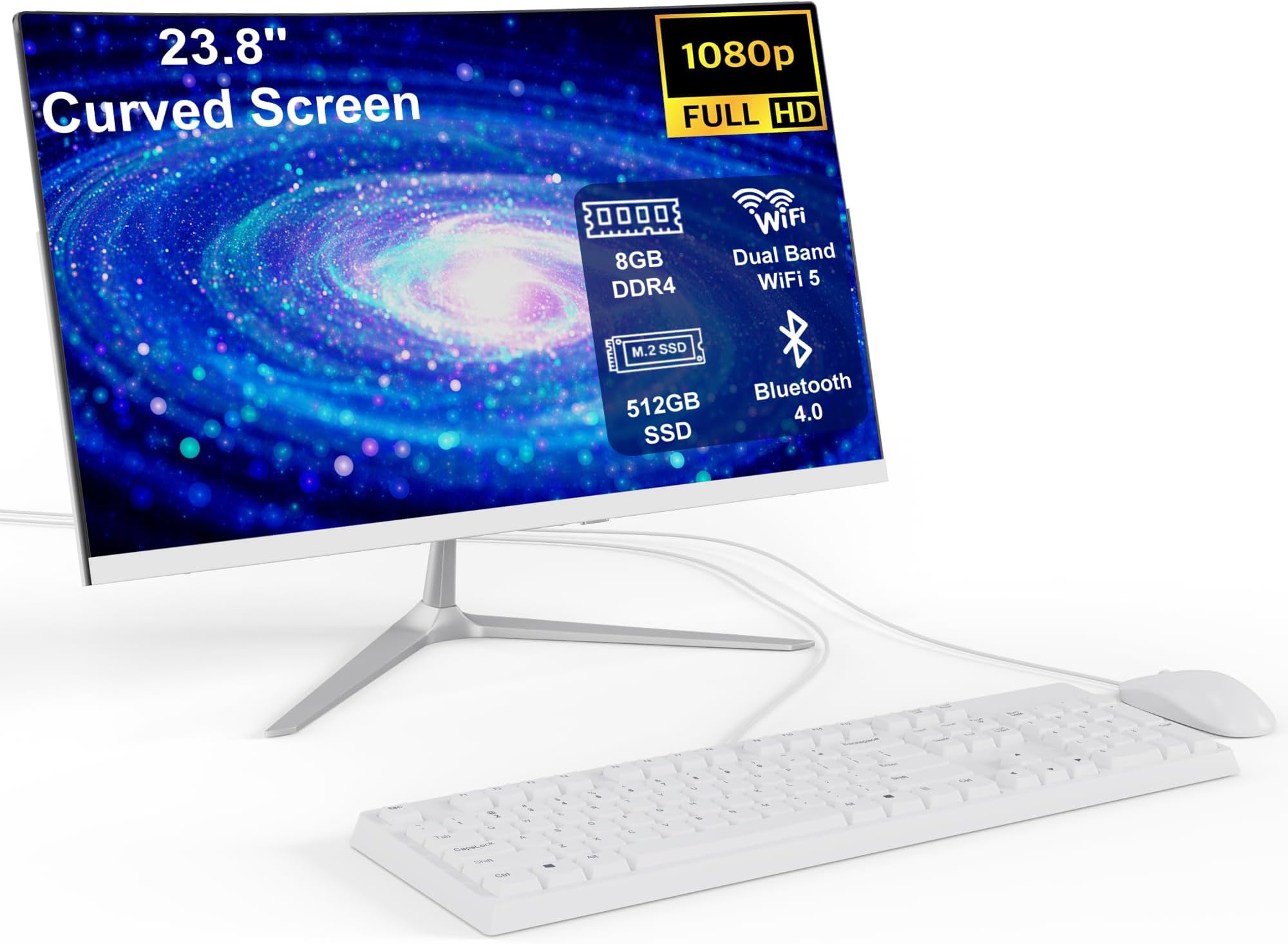 All-in-One Desktop PC 23.8 Inch Curved Display Celeron N100 (Up to 3 ...