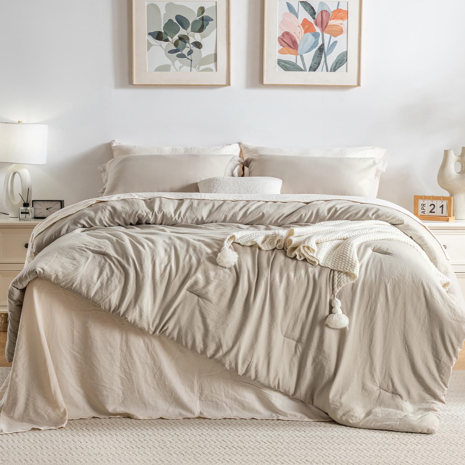 Amazon.com: MILDLY Super Soft Comforter Set 7 Piece, Lightweight Queen ...