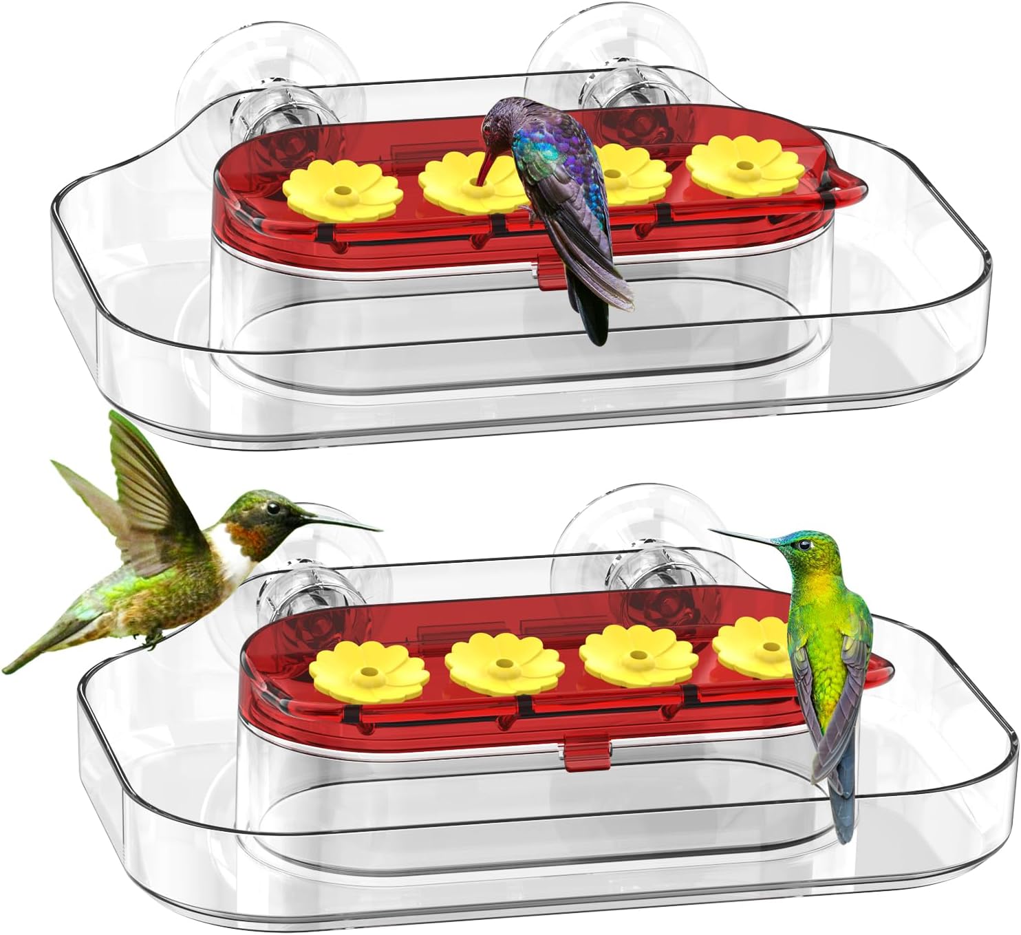 Amazon.com : 2 Pack Window Hummingbird Feeder, Plastic Hummingbird ...