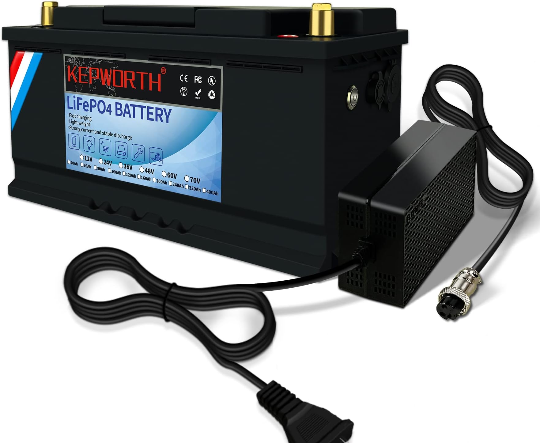 Amazon.com: Sundegy 12V 100Ah LiFePO4 Battery with Bult-in BMS, Up to ...