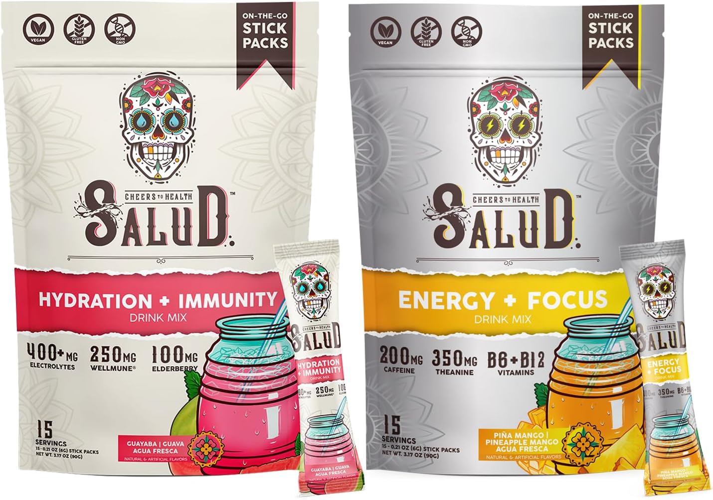 Amazon.com: Salud 2-Pack | 2-in-1 Hydration + Immunity (Guava) & Energy ...