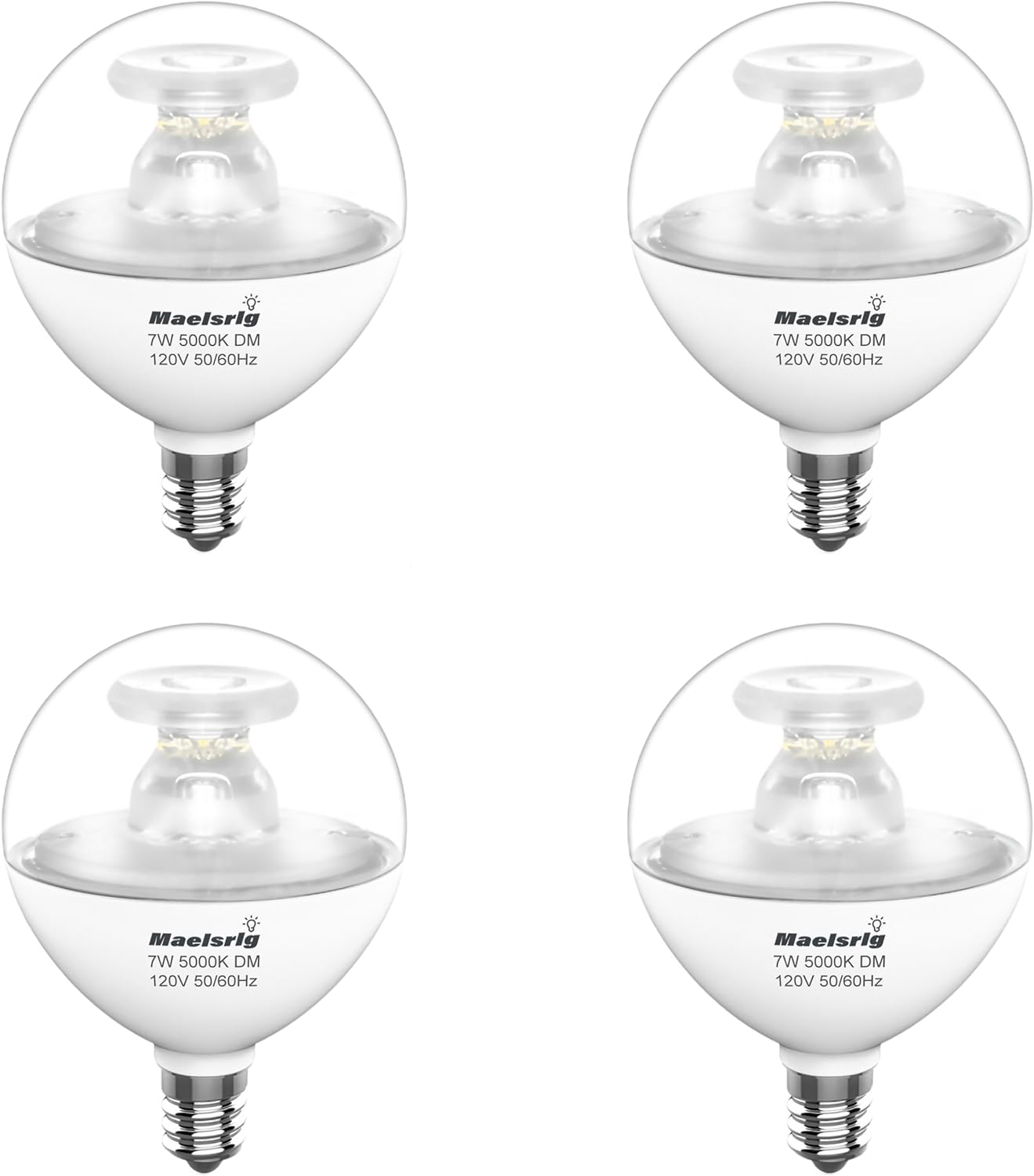 Maelsrlg G16.5 Light Bulb LED, 60W Equivalent, Small Round Light Bulbs ...