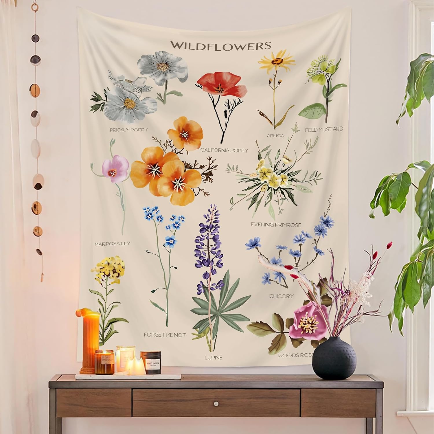 Amazon.com: Butterfly Tapestry Vintage Vertical Floral Plant Tapestry ...