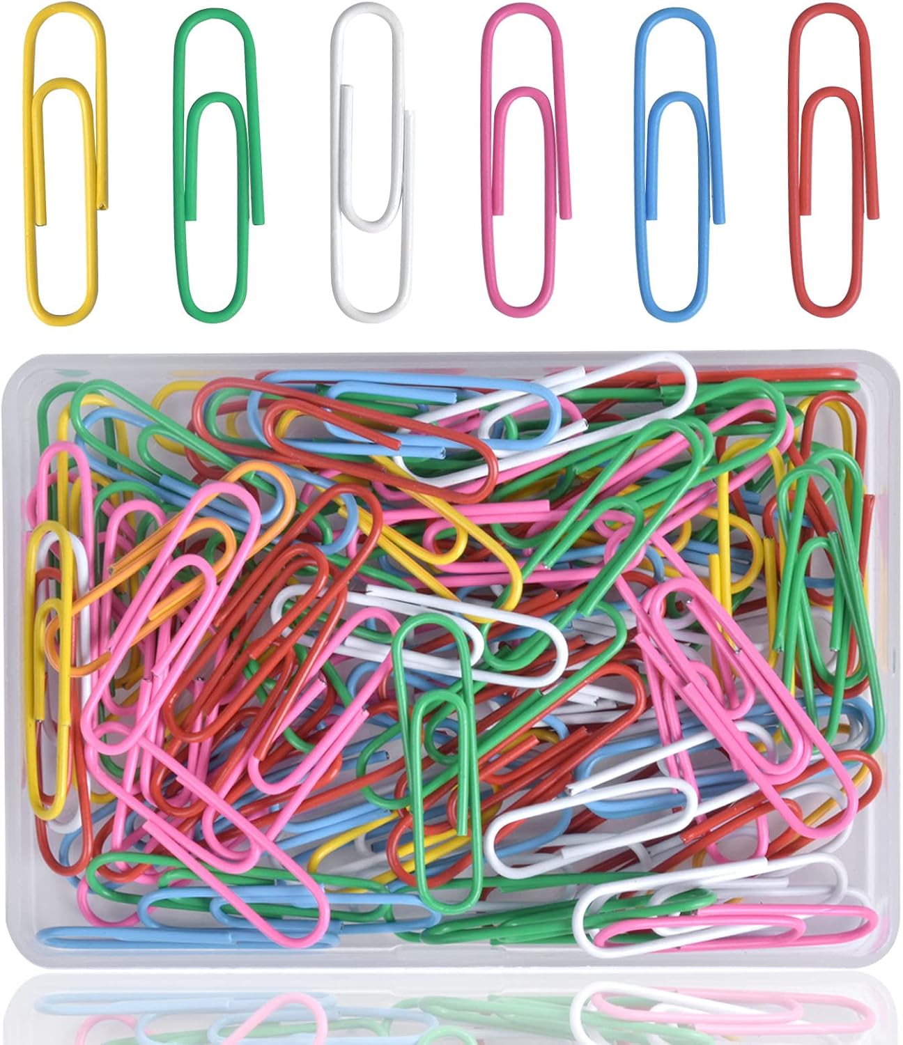 Lot de 100 Trombones avec Boîte en Plastique Trombones multicolores ...