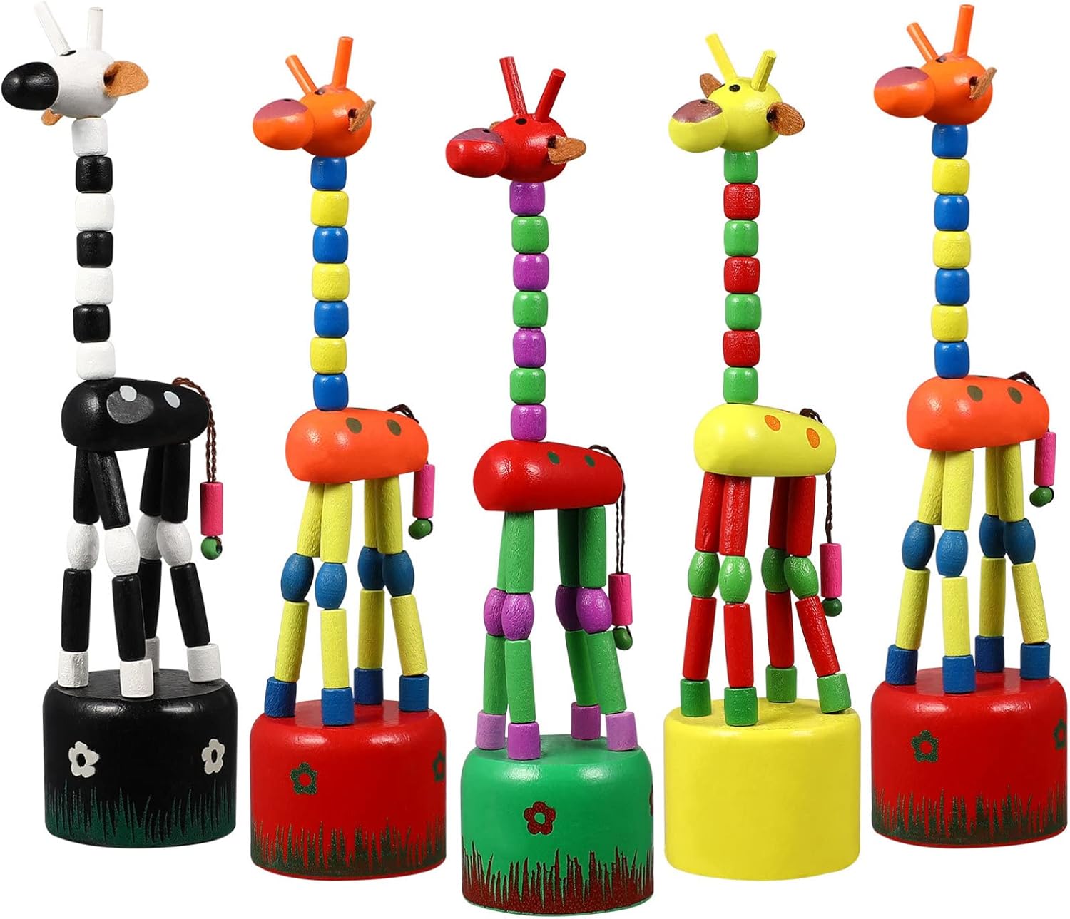 Amazon.com: Wooden Cute Colorful Giraffe Push Puppets, Dancing Rocking ...