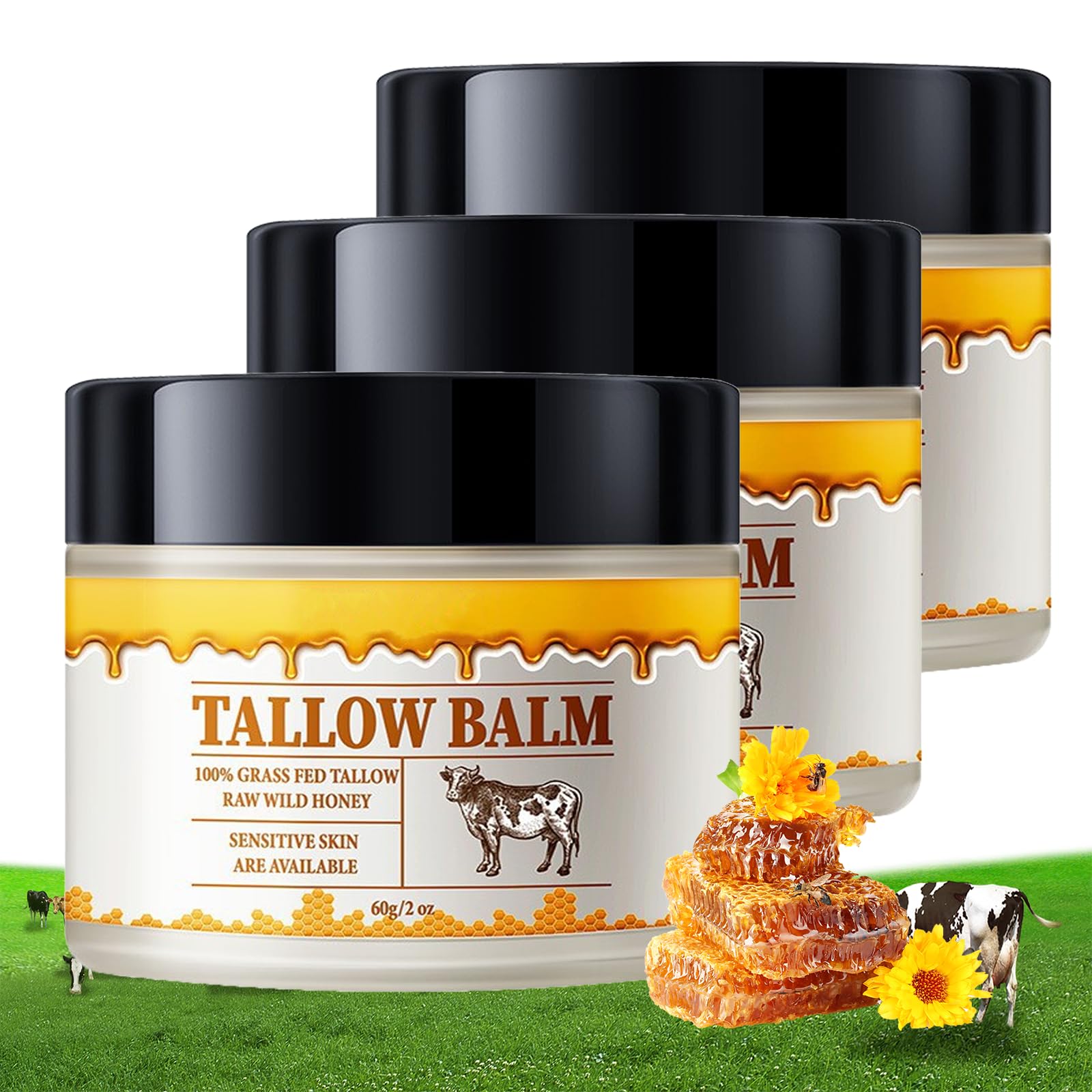 Amazon.com : Based Supplies Tallow and Honey Balm - 2 Oz, Bilxco Beef ...