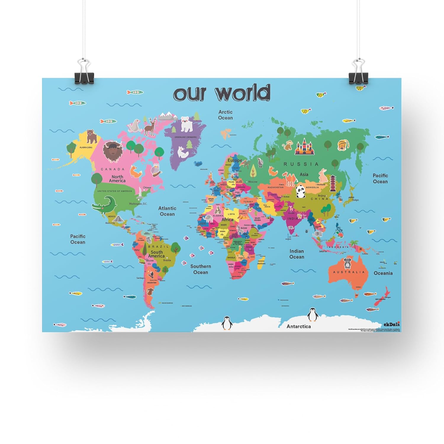 EKDALI World Map - for Wall poster | wall poster big size | Wall ...