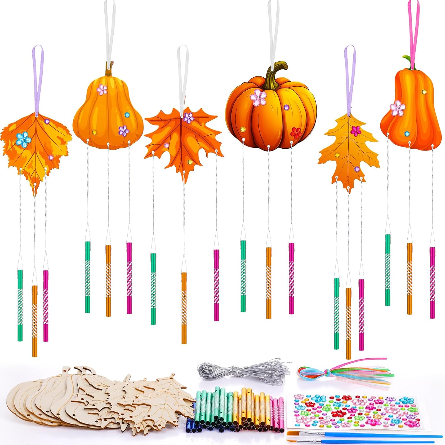 Amazon.com: Shellwei 12 Pack Thanksgiving Wind Chime Kit for Kids Make ...