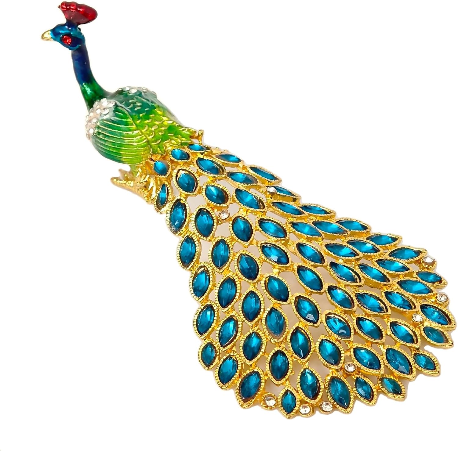 Amazon.com: Qsabv Mini Peacock Trinket Box, Vintage Metal Enameled ...