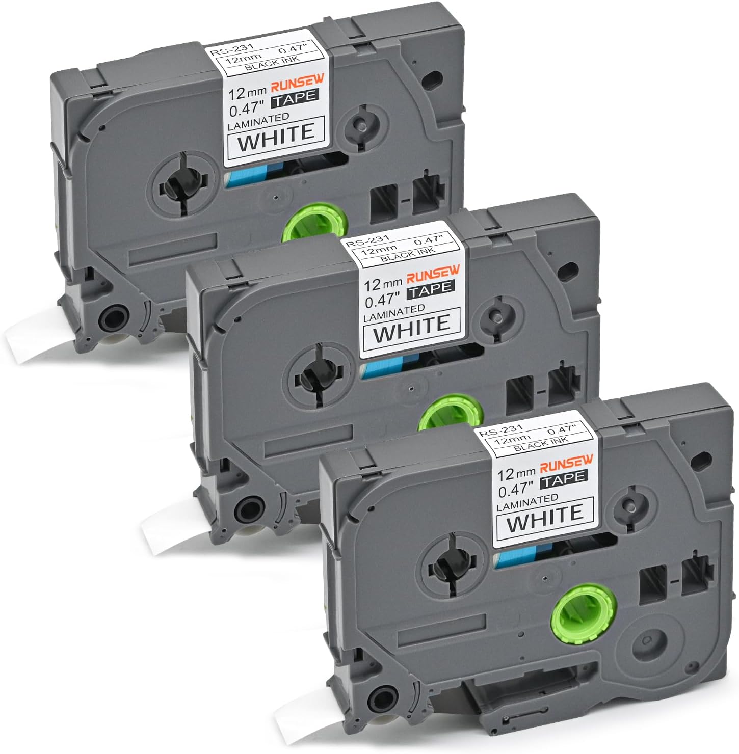 Amazon.com: 3-Pack 12mm 0.47" Laminated White Label Maker Tape Refill ...