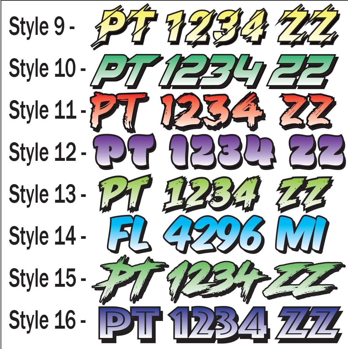 Amazon.com - Pro-Tuff Decals 2 Pack Pair Boat Registration Numbers ...