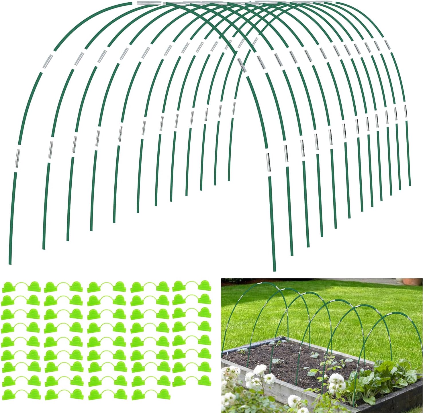 Amazon.com : Aierden 72Pcs Garden Hoops for Raised Beds,12 Sets of 8FT ...