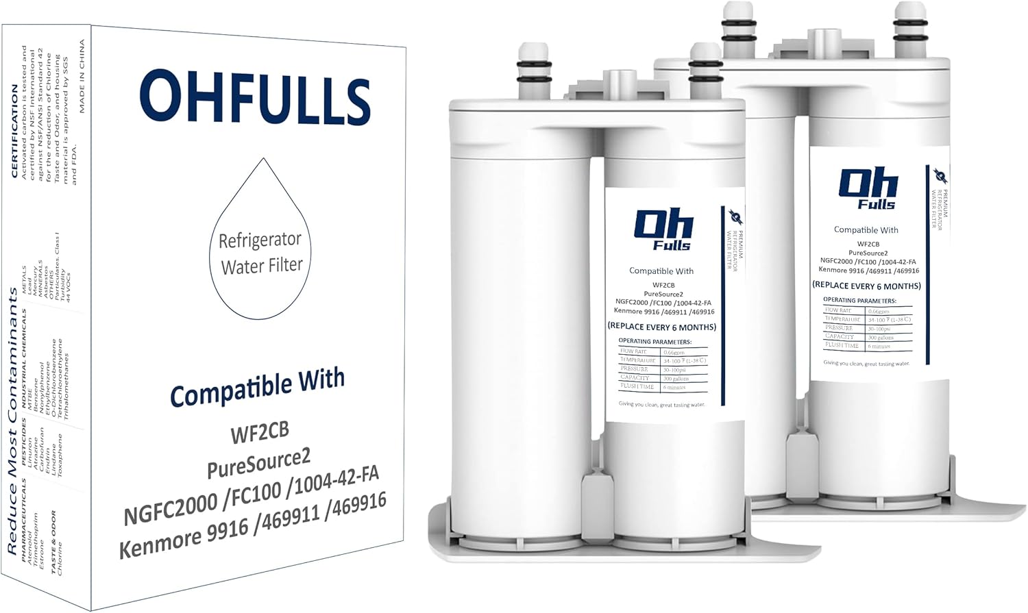 OHFULLS Refrigeator Water Filter Replacement Compatible with Frigidaire ...