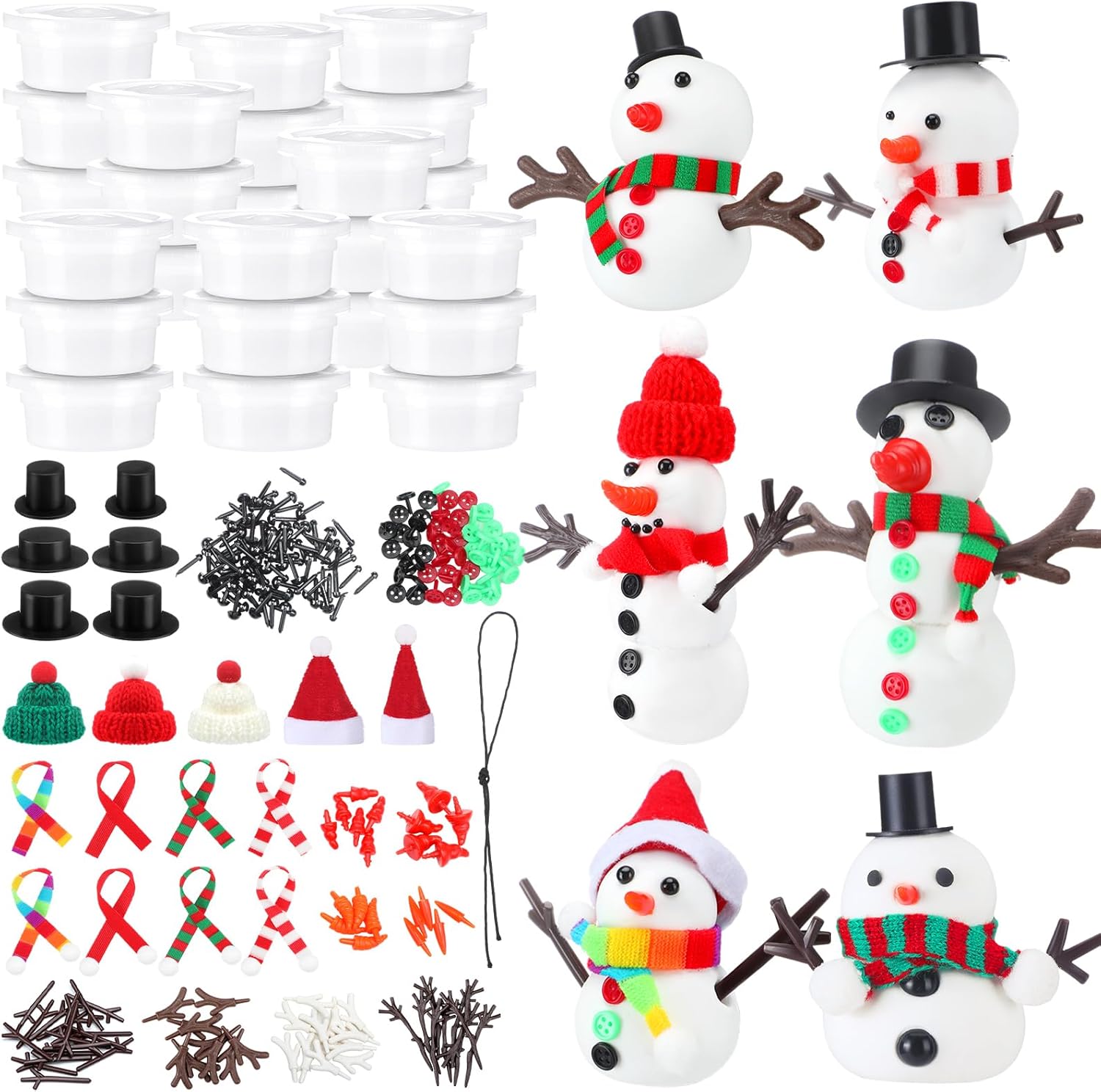 Amazon.com: Shappy 24 Pack Christmas Snowman DIY Craft 326 Pcs Build ...