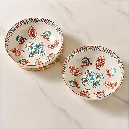 Amazon.com | Boho Large Serving Bowls Set of 2, 9.5 inch Fruit Salad ...