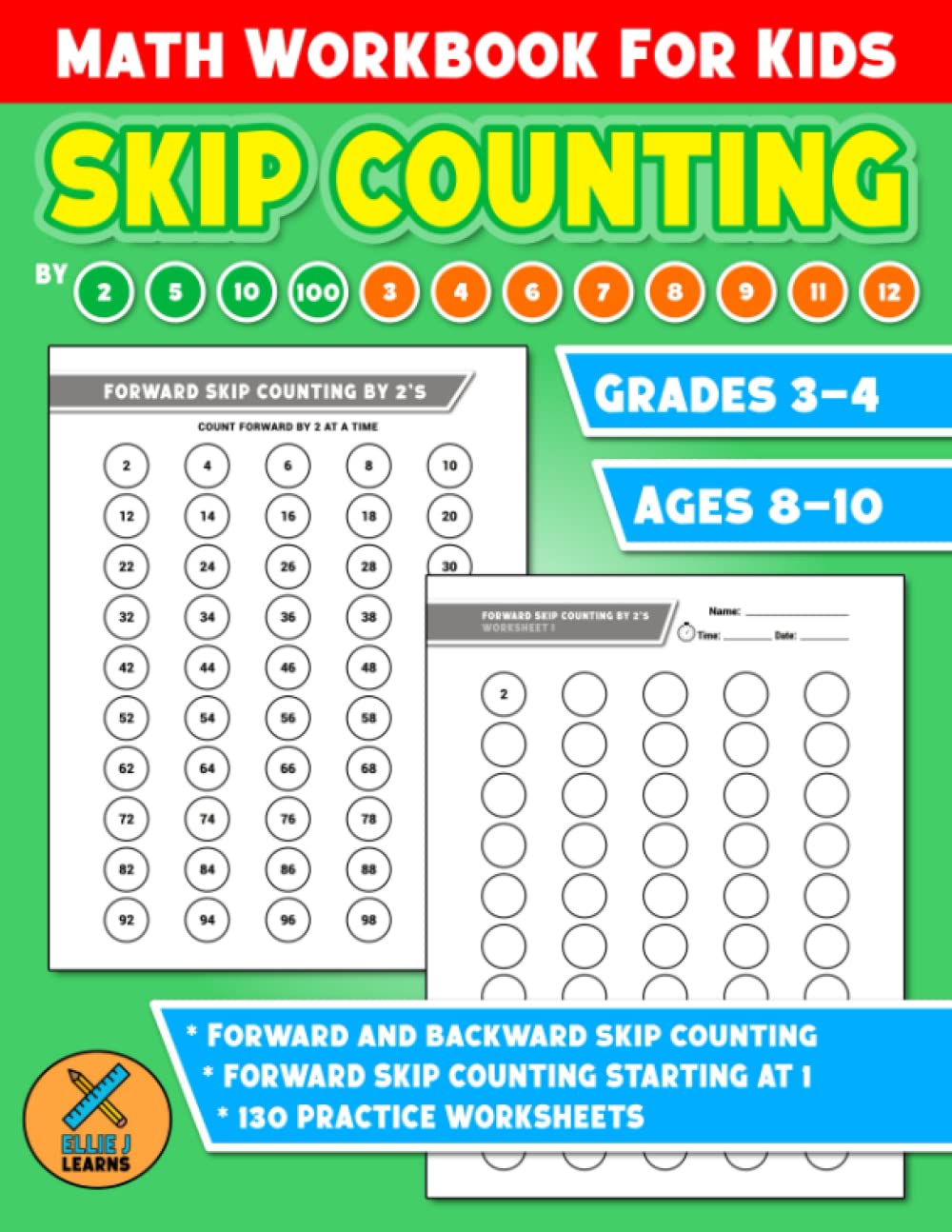 Skip Counting - Math Workbook For Kids: Mathematics Learning Activity ...