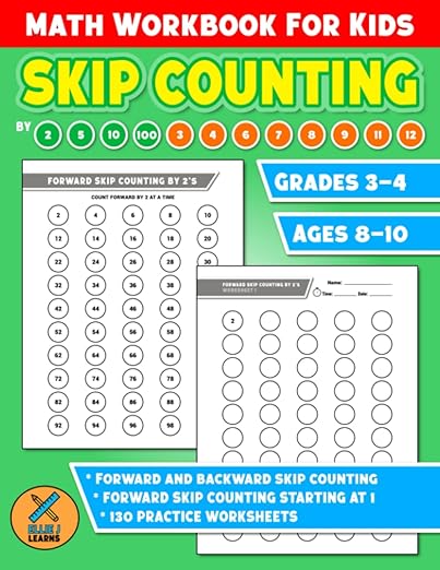 Skip Counting - Math Workbook For Kids: Mathematics Learning Activity ...