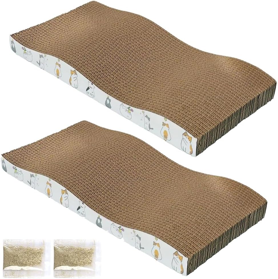 Aufondof Cat Scratch Pad with Catnip, 2 Pack Scratching Pads Double ...