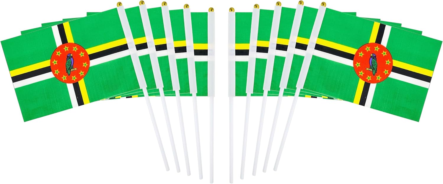Amazon.com: 10 Pack Dominica Flags on Stick 5x8 Inch,Patriotic ...