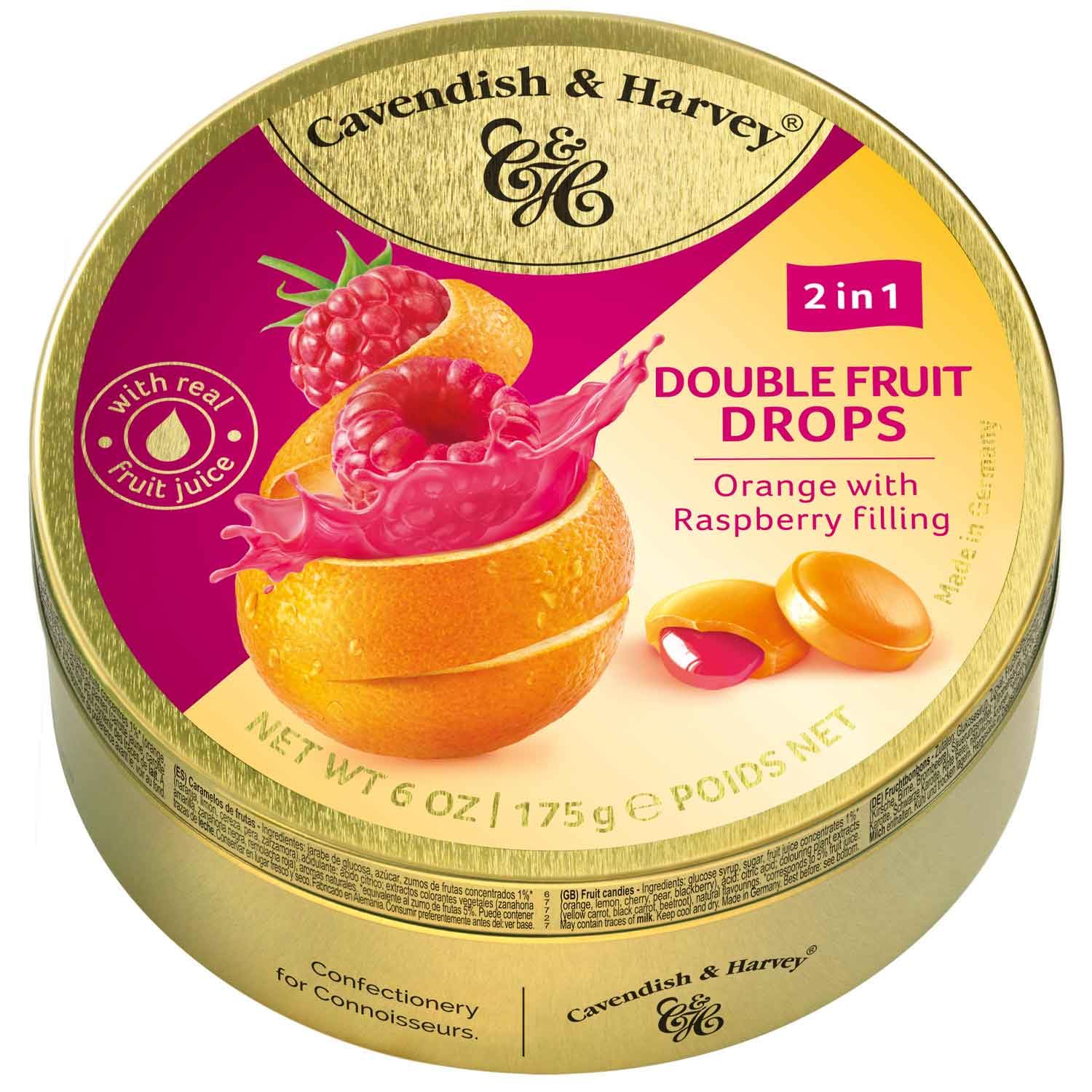 Cavendish & Harvey Double Fruit Drops Orange With Raspberry Filling ...