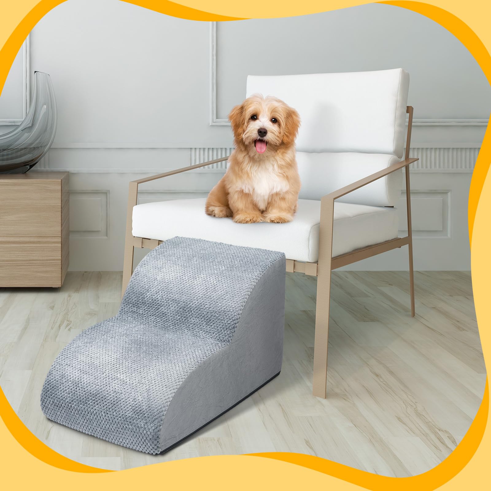 Geetery 2 Pieces High Density Foam Dog Ramp 2 Step Dog Stairs for Small ...