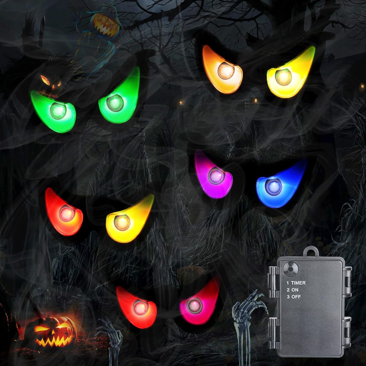 Amazon.com: iShabao Halloween Spooky Eyes Lights, Battery with RGB ...