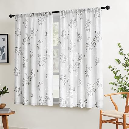 Amazon.com: HOMEIDEAS Kitchen Curtains 45 Inch Length Cafe Tier Drapes ...