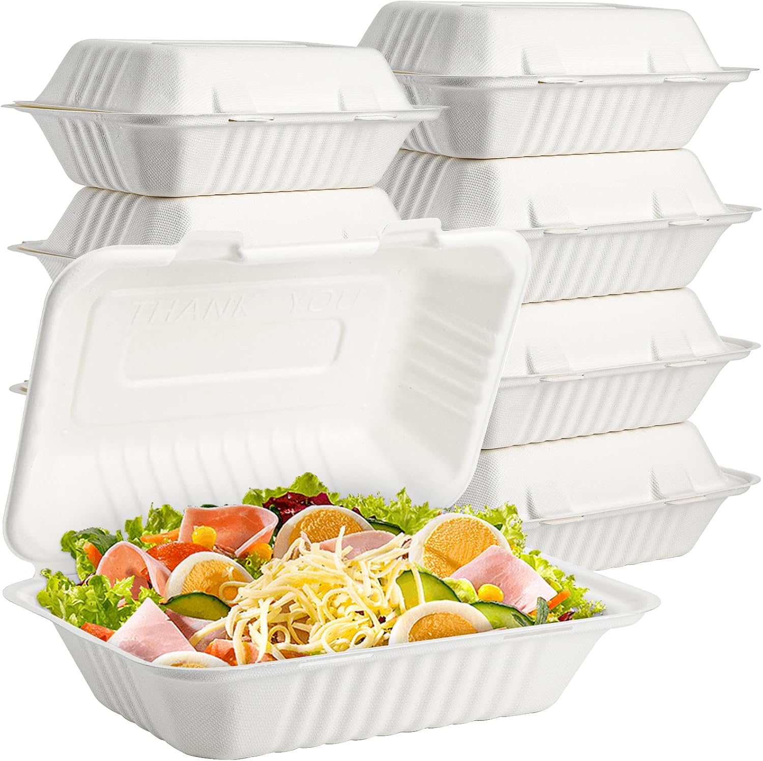 Elsjoy 90 Pack Disposable Clamshell To Go Containers, 9"x 6" Single ...