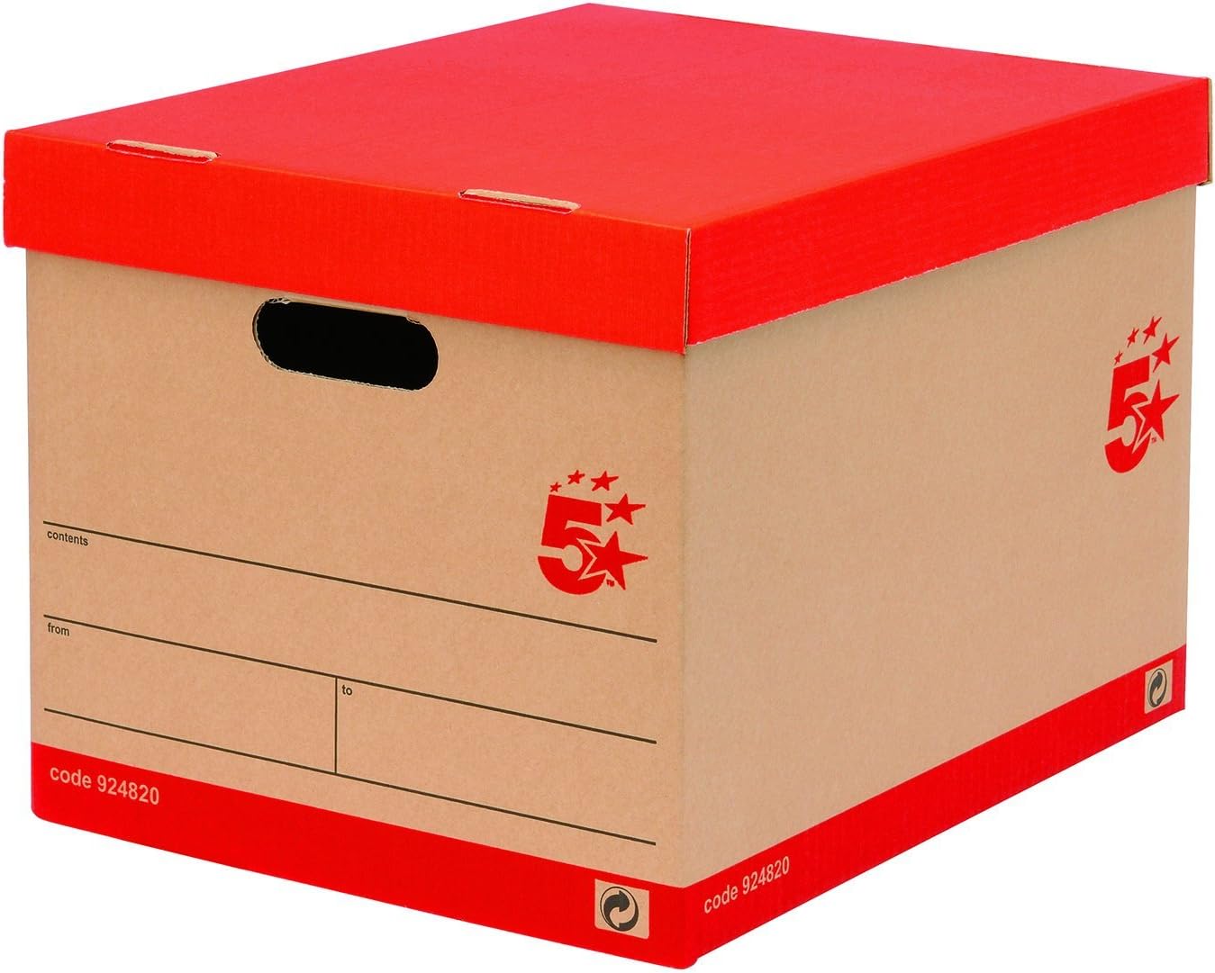 5 Star Office Storage Box for 5 A4 Lever Arch Files Red on Brown [Pack ...