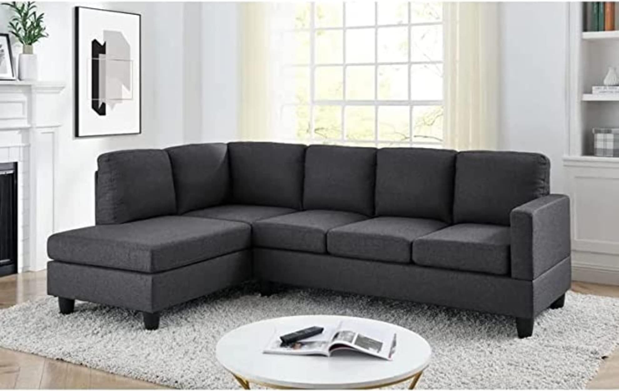 Homeify Alora Fabric 5- to 6-Person Sofa L Shape Sofa Set (Right Side ...
