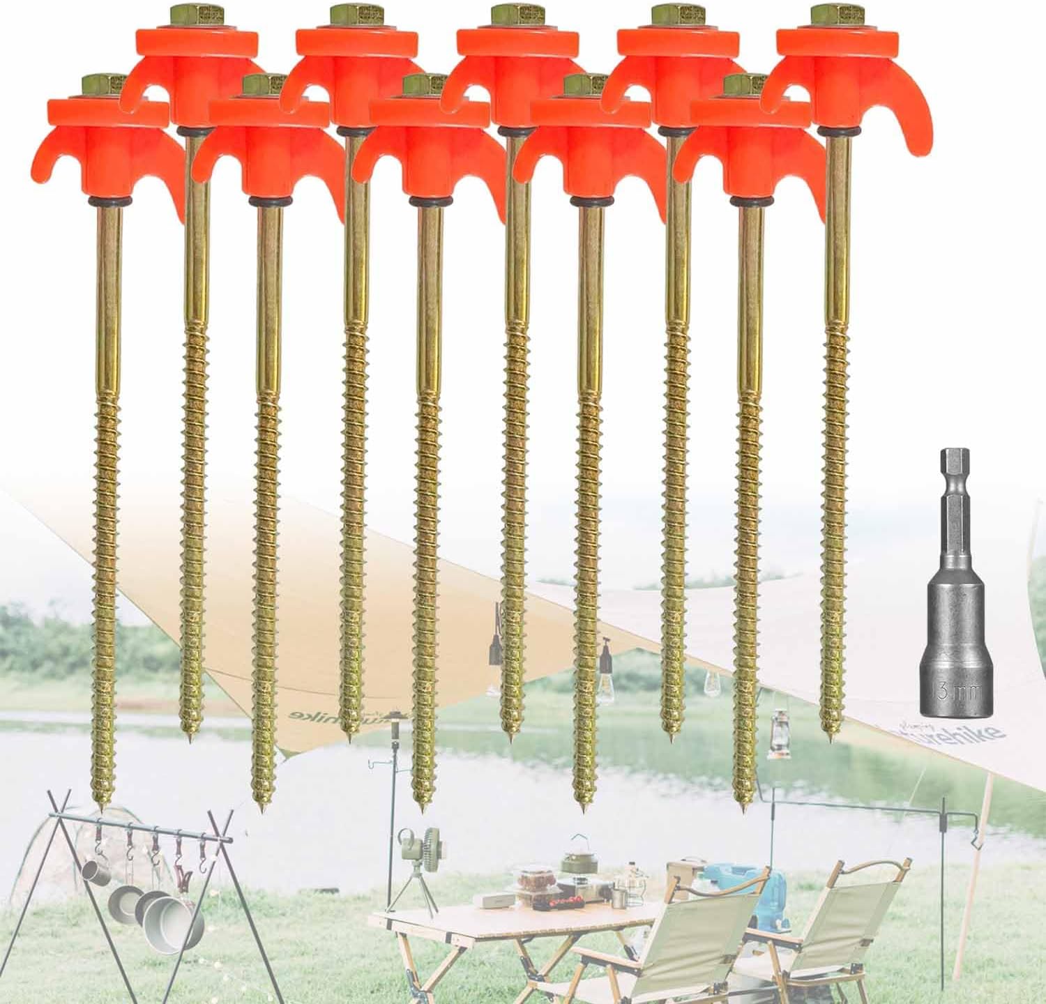 12 Stück Drehbare Zeltheringe mit Gewinde,Zelt Zubehör Camping Heringe ...