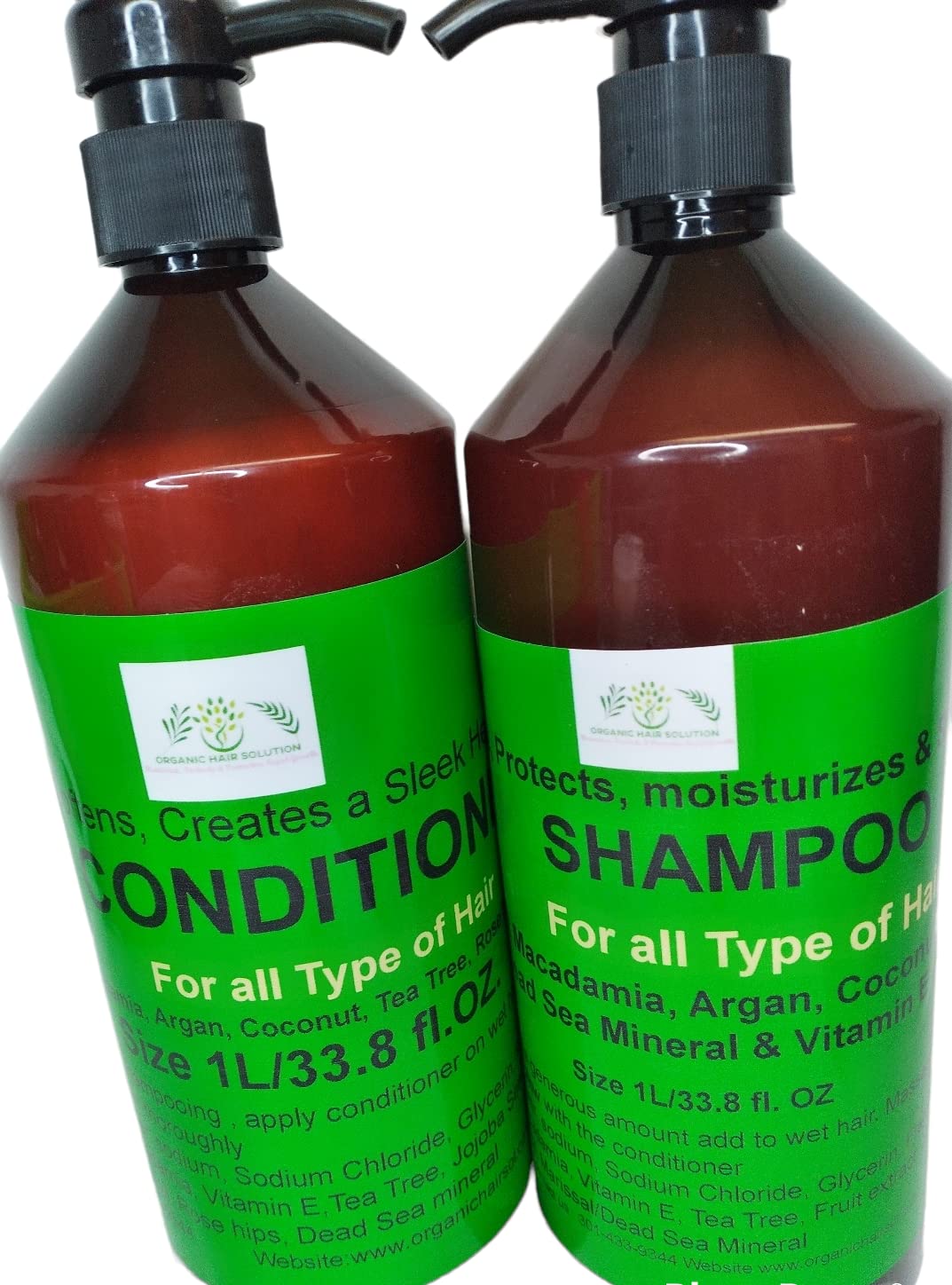 Amazon.com: 1Liter Set of Shampoo & Conditioner- Tea Tree- Hemp-Jojoba ...