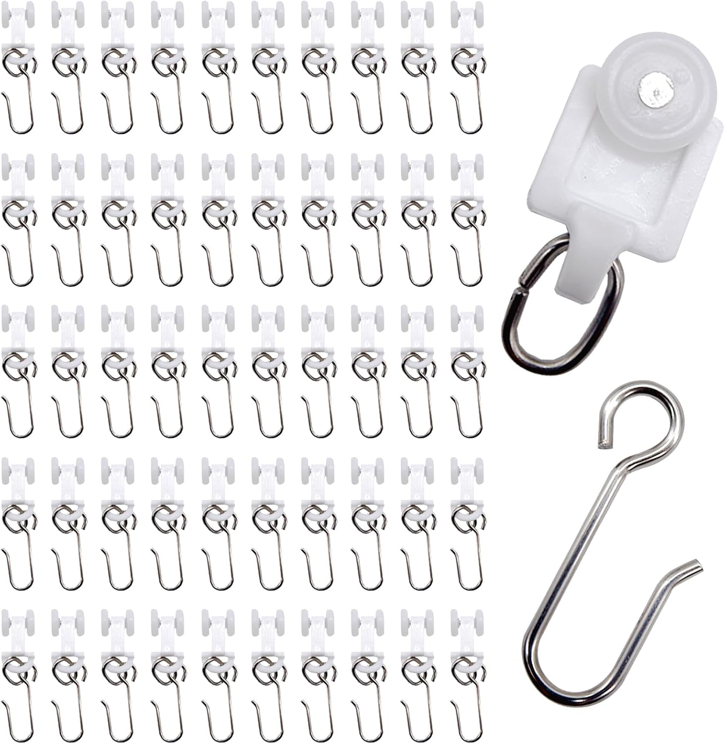 Amazon.com: 100 Pieces Curtain Track Roller Hooks Pack of 50 Pieces ...