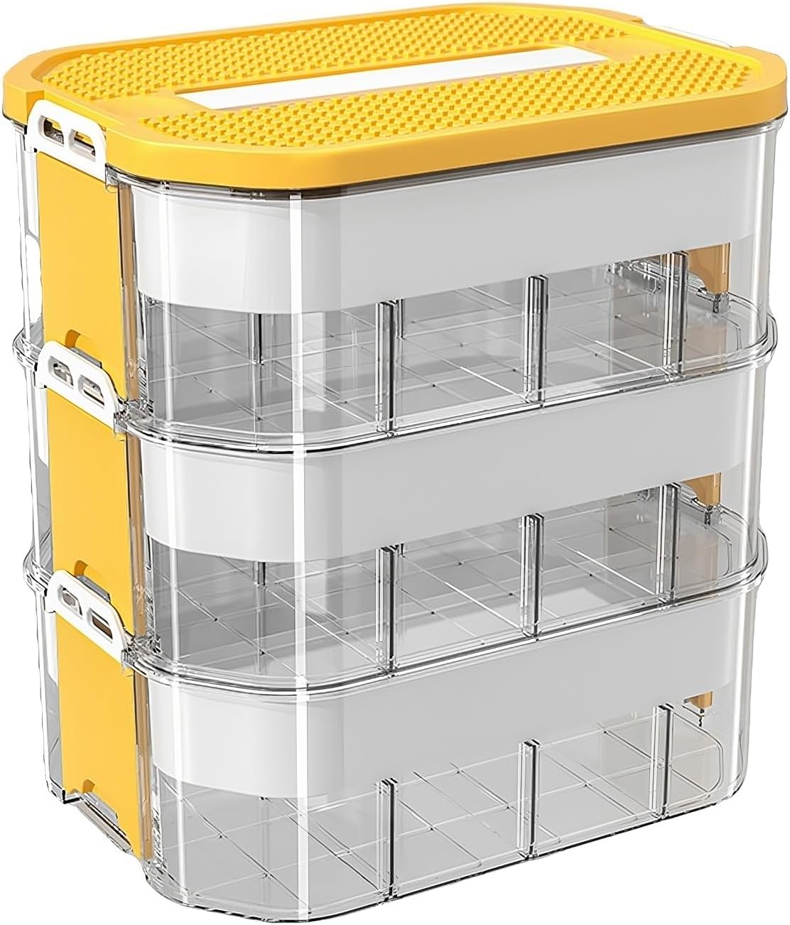 Saimly Storage Boxes with Lids for Cube, 3 Layers Stackable Plastic ...