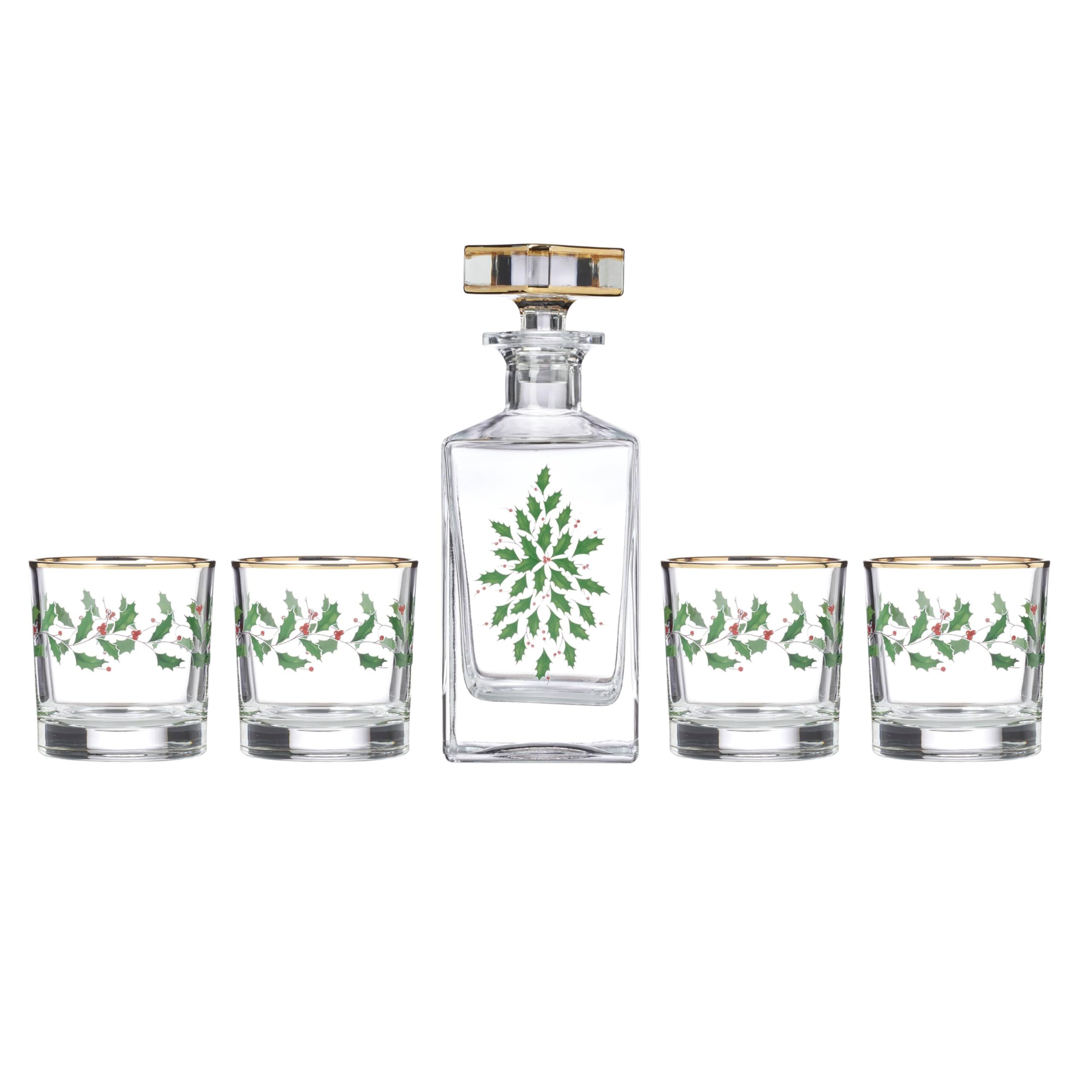 Amazon.com | Lenox 896709 Holiday 5-Piece Decanter & Whiskey Glass Set ...