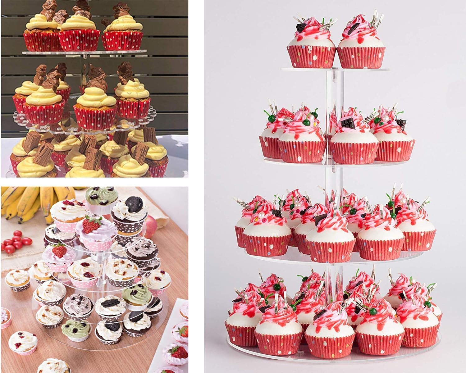 Amazon.com | 4 Tier Acrylic Cupcake Stand with100 Pack 5 oz Parfait ...