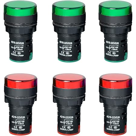 Amazon.com: uxcell Red/Green Indicator Light AC/DC 12V, 22mm Panel ...