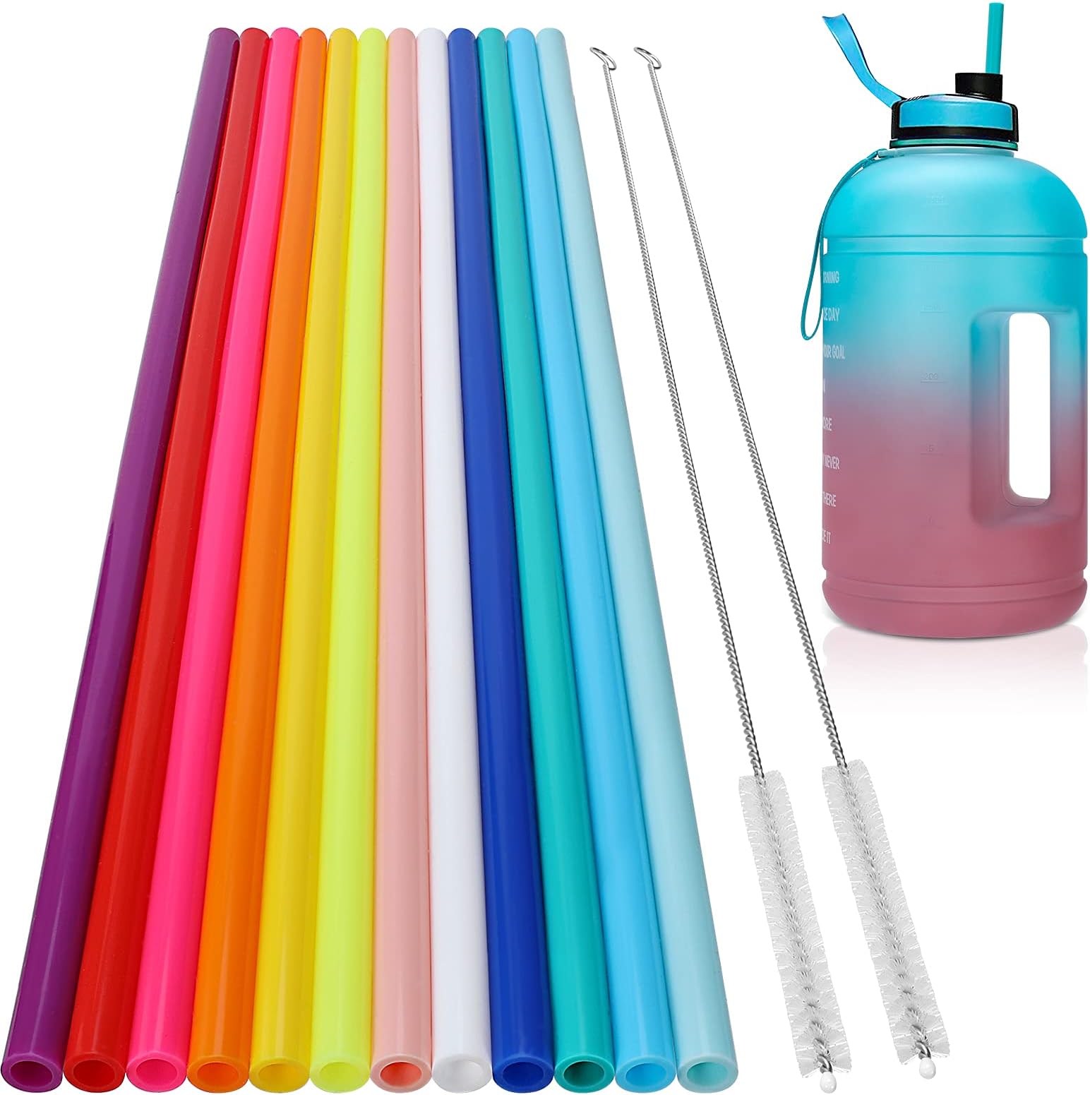 12 Pack Extra Long 14.5 inch Reusable Silicone Straws for Stanley 40 oz ...