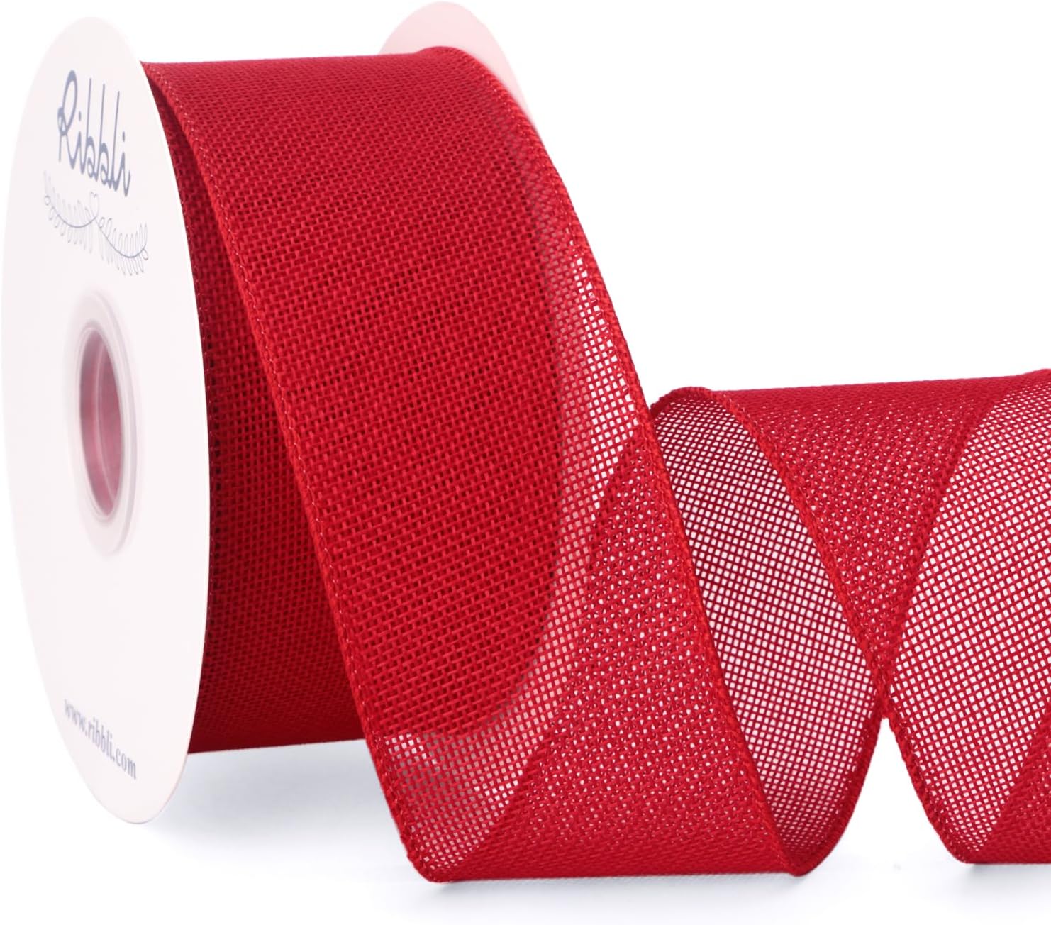 Amazon.com: Ribbli Red Burlap Wired Ribbon, 2-1/2” Inch x Continuous 20 ...