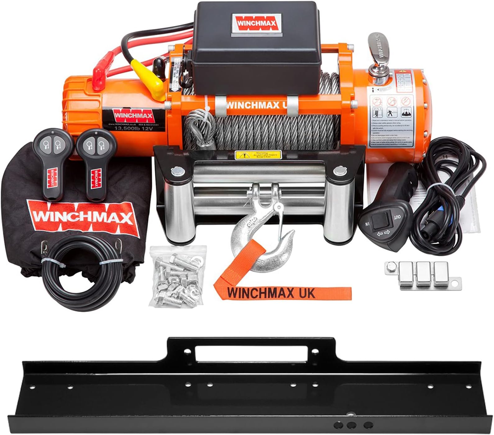 WINCHMAX 13,500lb (6,123kg) Original Orange 12v Electric Winch. 26m x 9 ...