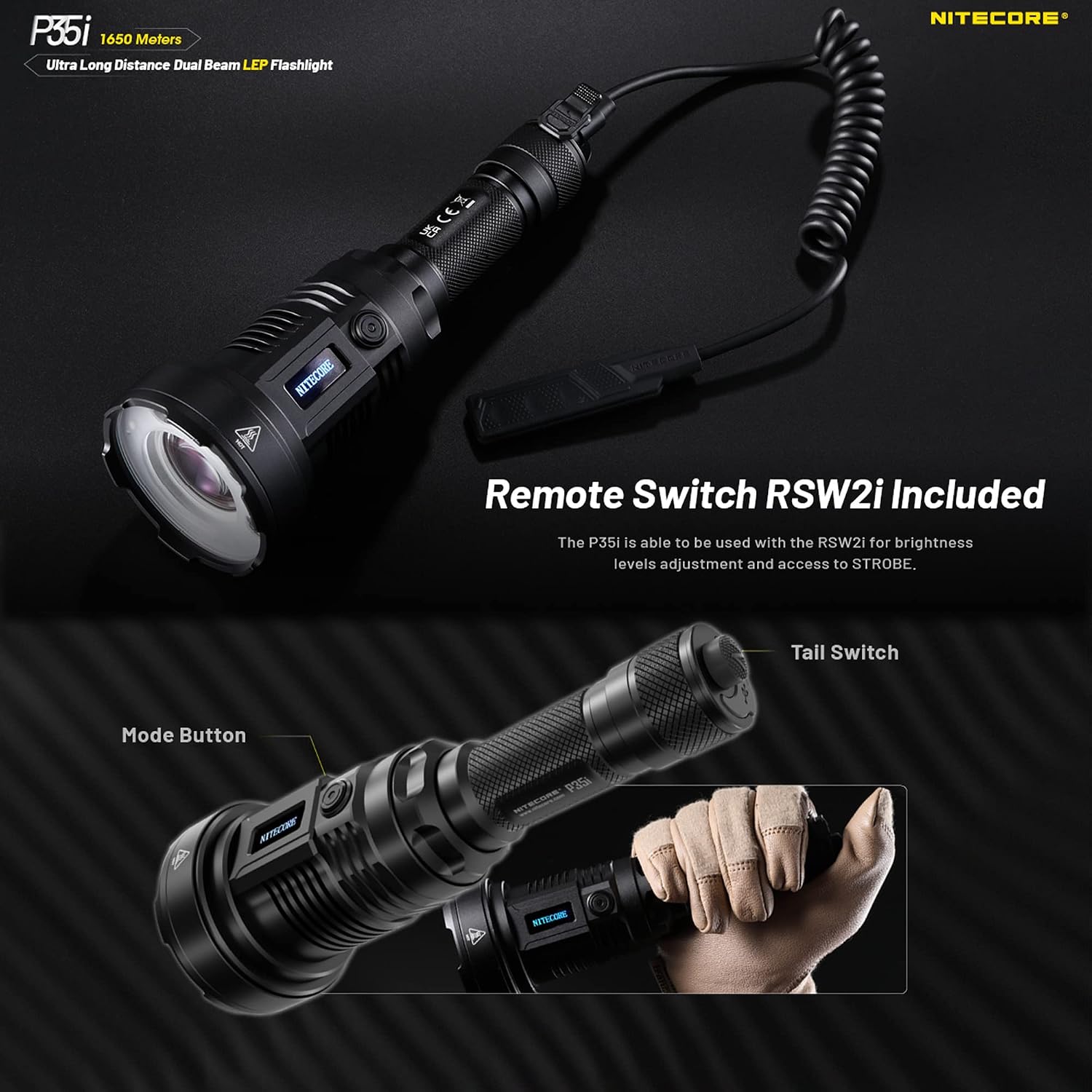 Buy Nitecore P35i LEP Flashlight, 3000 Lumen USB-C Rechargeable Long ...