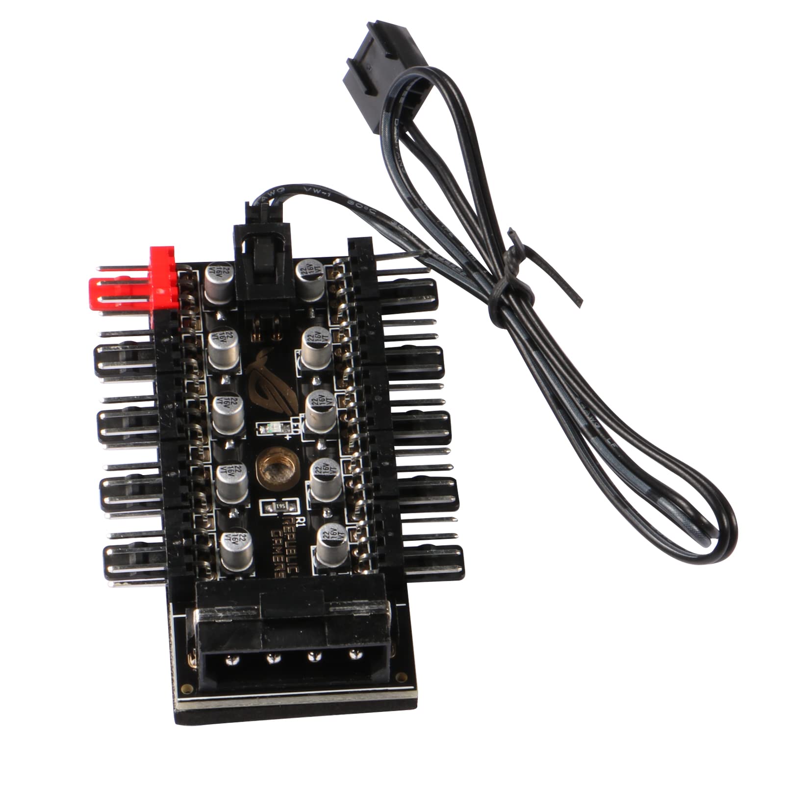 Buy 4 Pin Chassis Fan Hub, PC 12V Cooling Fan Hub 10 Port 4 Pin Fan PWM ...