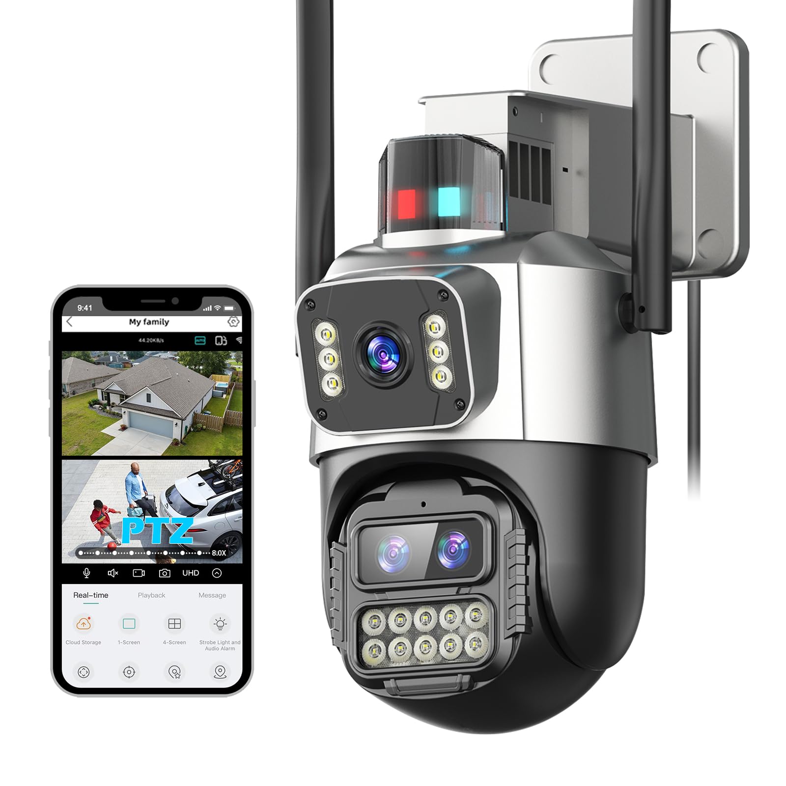 Amazon.com : 4K Dual Lens Outdoor Cameras for Home Security,360 PTZ ...