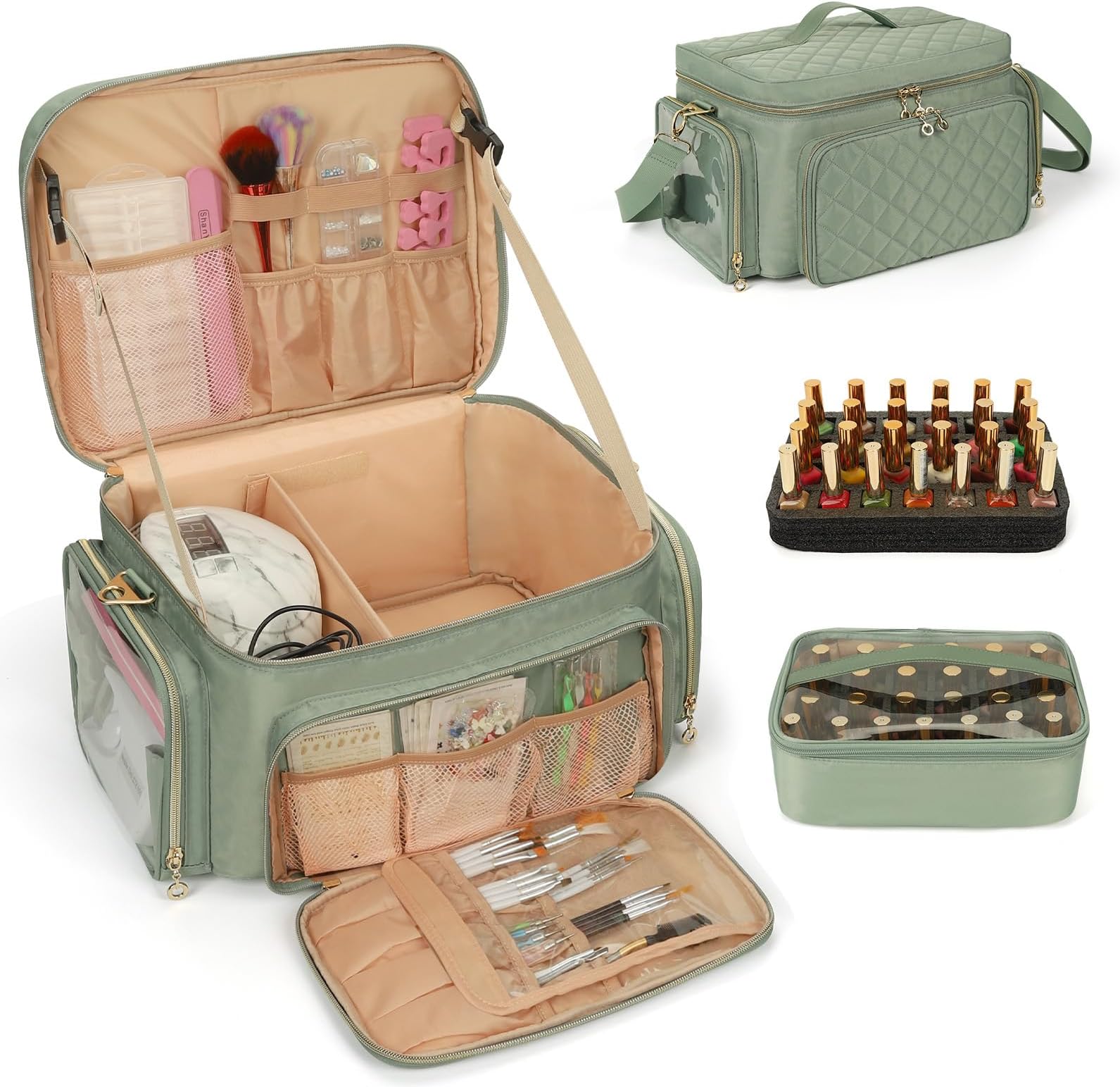 Amazon.com : GR69N Nail Polish Organizer Case Fits Nail Lamp and 50 ...