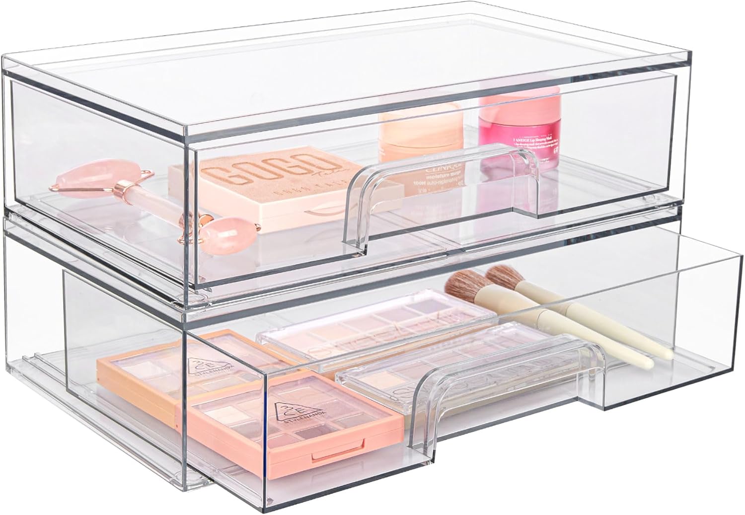 Amazon.com: Vtopmart 12''W Stackable Storage Drawers, 2 Pack Clear ...