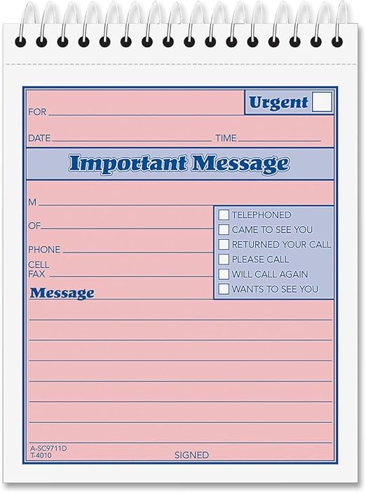 Amazon.com : TOPS 2-Part Carbonless Phone Message Book, 4.25 x 6 Inches ...